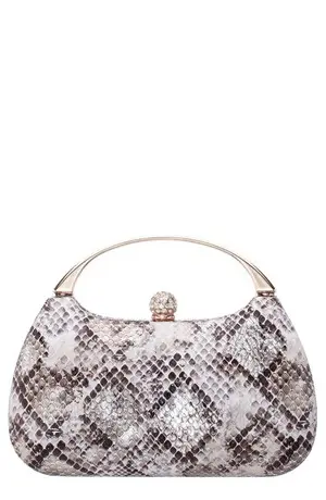 Nina Brando Snake Embossed Top Handle Bag - Ivory Multi
