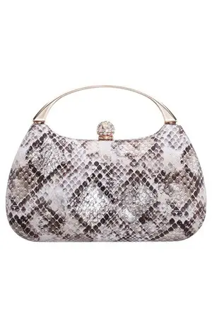 Nina Brando Snake Embossed Top Handle Bag - Ivory Multi