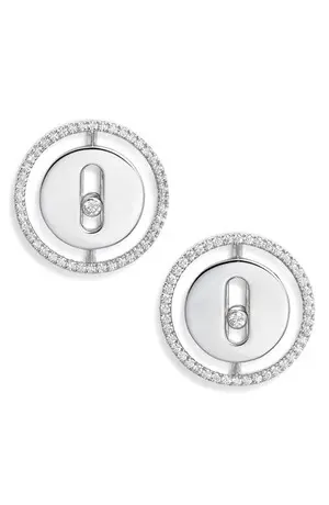 Messika Lucky Move Diamond Pavé Button Earrings - White Gold