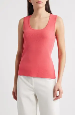 TAHARI ASL Scoop Neck Sweater Tank - Sunset