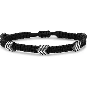 David Yurman Chevron Woven Station Bracelet - Black/ Silver