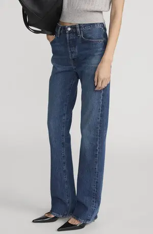 FRAME Vertical High-waist Straight-leg Jeans - Logic