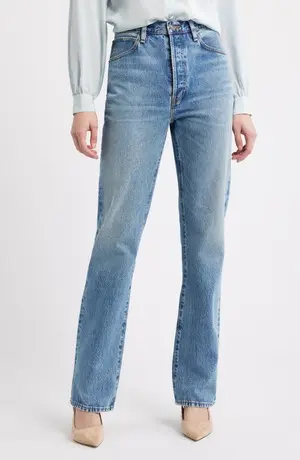 FRAME FRAME Vertical High-Waist Straight-Leg Jeans Trust