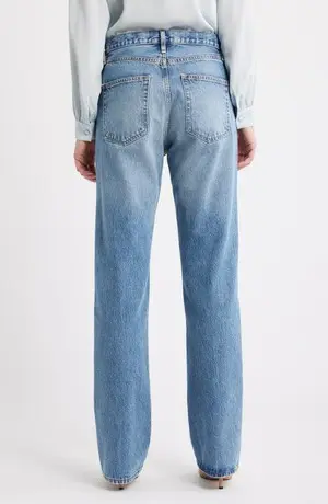 FRAME Vertical High-waist Straight-leg Jeans - Trust
