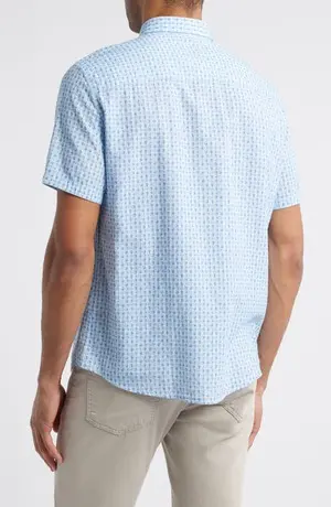 Johnston & Murphy Illusion Print Short Sleeve Cotton Button-down Shirt