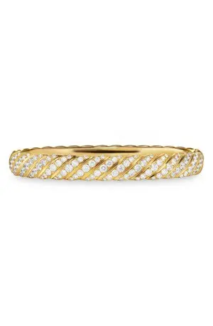 David Yurman 18k Yellow Gold Sculpted Cable Diamond Bangle Bracelet - Diamond/ Yellow Gold