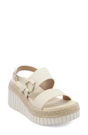 Mia Yuna Espadrille Platform Wedge Sandals - Bone