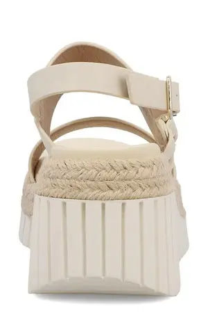 Mia Yuna Espadrille Platform Wedge Sandals - Bone