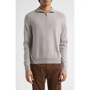 Massimo Alba Half Zip Cashmere Pullover - Tortora