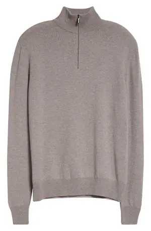 Massimo Alba Half Zip Cashmere Pullover - Tortora