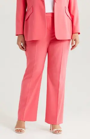 TAHARI ASL Bird Eye Straight Leg Trousers - Sunset