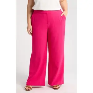 TAHARI ASL Wide Leg Trousers - Raspberry
