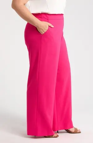 TAHARI ASL Wide Leg Trousers - Raspberry