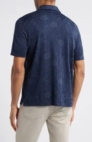 Johnston & Murphy Paisley Jacquard Polo - Navy