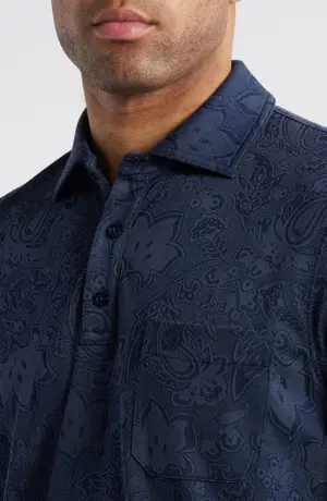 Johnston & Murphy Paisley Jacquard Polo - Navy
