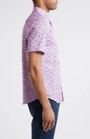 Johnston & Murphy Sunglasses Print Short Sleeve Button-down Shirt