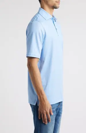 Johnston & Murphy Xc4® + Cool Degree™ Microprint Performance Golf Polo - Light Blue/white