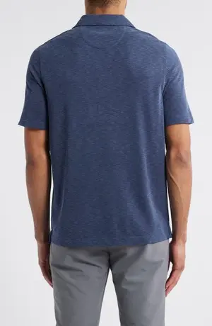Johnston & Murphy Vintage Slub Modal Blend Johnny Collar Polo - Navy