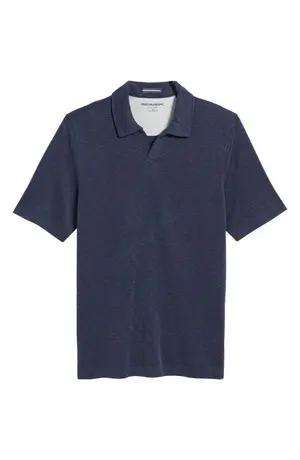 Johnston & Murphy Vintage Slub Modal Blend Johnny Collar Polo - Navy