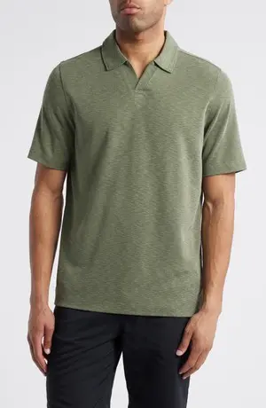 Johnston & Murphy Vintage Slub Modal Blend Johnny Collar Polo - Olive