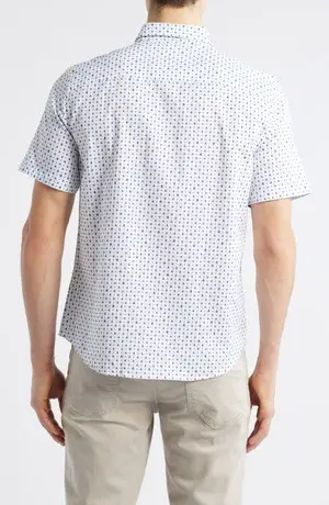 Johnston & Murphy Ditsy Floral Print Short Sleeve Button-up Shirt