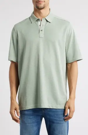 Johnston & Murphy Vintage Slub Jersey Polo - Sage