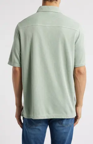 Johnston & Murphy Vintage Slub Jersey Polo - Sage