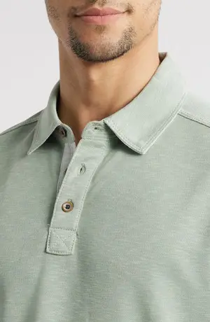 Johnston & Murphy Vintage Slub Jersey Polo - Sage