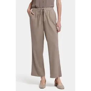 NYDJ Relaxed Tie Waist Linen Blend Pants - Saddlewood