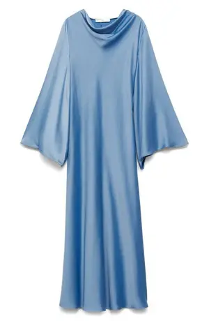 Mango Cowl Neck Long Sleeve Satin Maxi Dress