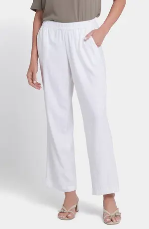 NYDJ Relaxed Drawstring Linen Blend Pants - White