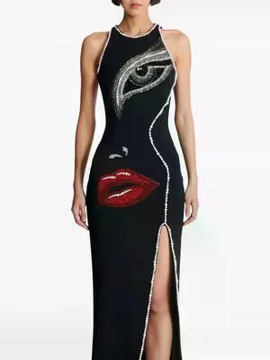 Balmain Face-motif Maxi Dress