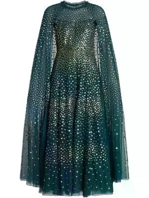 NEEDLE & THREAD Sequined Cape Dress