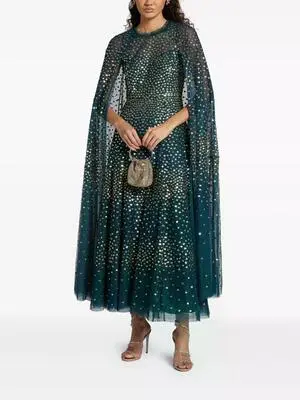 NEEDLE & THREAD Sequined Cape Dress