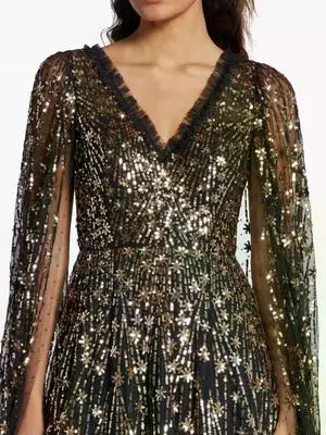 NEEDLE & THREAD Sequined Cape Dress