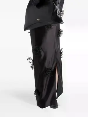 Prada Embroidered Satin Maxi Skirt