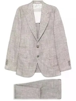 Brunello Cucinelli Herringbone Suit - Neutrals