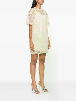 ROTATE BY BIRGER CHRISTENSEN Floral-embroidered Mini Dress - Yellow