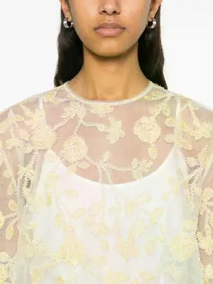 ROTATE BY BIRGER CHRISTENSEN Floral-embroidered Mini Dress - Yellow