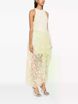 ROTATE BY BIRGER CHRISTENSEN Floral-beaded Midi Dress