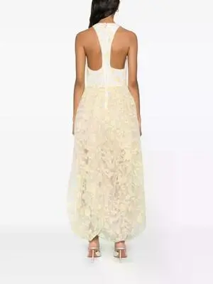 ROTATE BY BIRGER CHRISTENSEN Floral-beaded Midi Dress