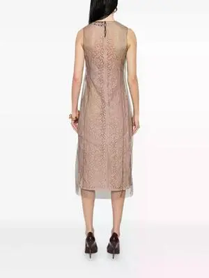 Fendi Floral Lace Midi Dress - Neutrals