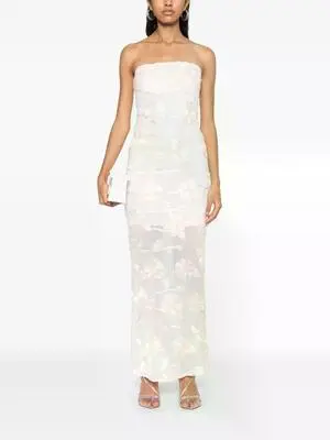 ROTATE BY BIRGER CHRISTENSEN Floral Mesh Maxi Dress - Pink
