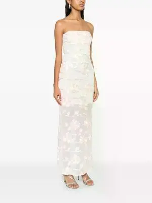 ROTATE BY BIRGER CHRISTENSEN Floral Mesh Maxi Dress - Pink