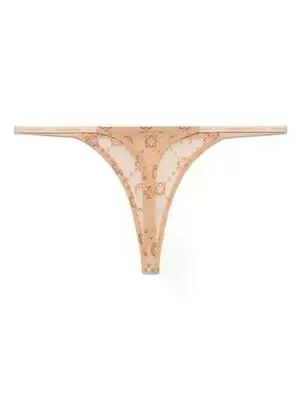 MARINE SERRE Mesh Flock Thong - Neutrals