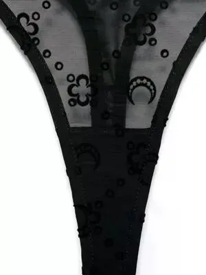 MARINE SERRE Mesh Flock Thong - Black