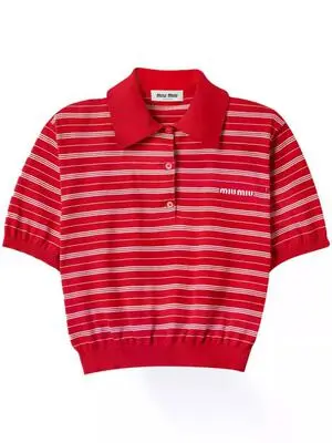Miu Miu Intarsia-knit Logo Polo Shirt
