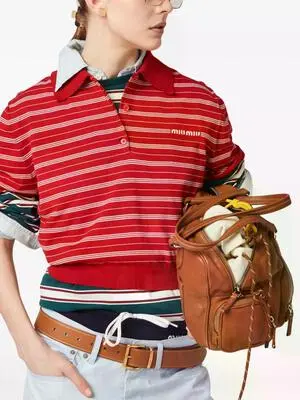 Miu Miu Intarsia-knit Logo Polo Shirt