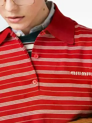 Miu Miu Intarsia-knit Logo Polo Shirt