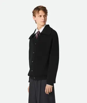 Bottega Veneta Cotton English Rib Cardigan - Black